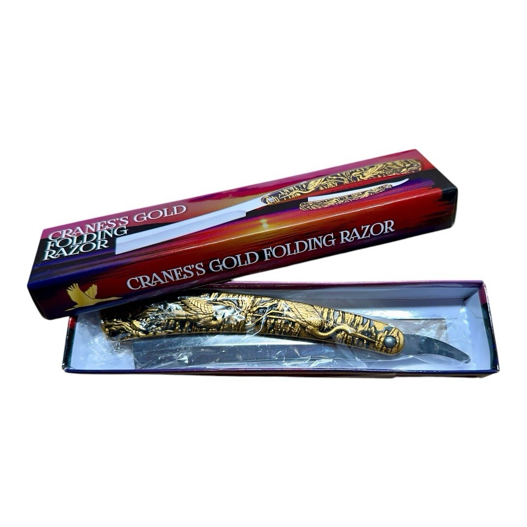 CRANES GOLD STRAIGHT EDGE FOLDING RAZOR | eBay