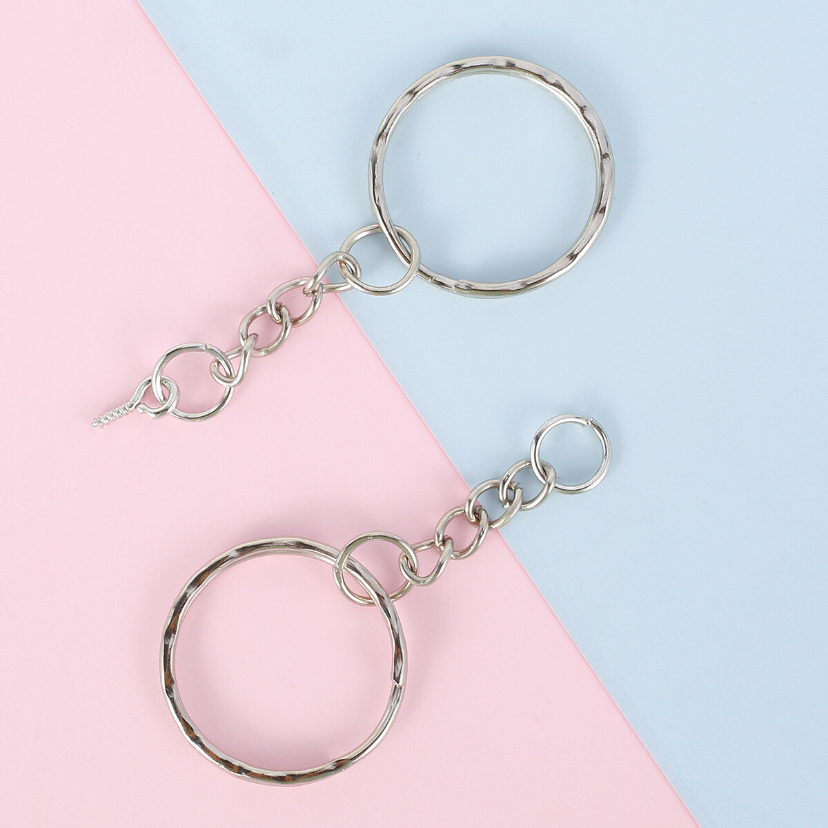 100Pcs Keychain Rings Split Key Ring with Chain for Resin 25mm Silver ...