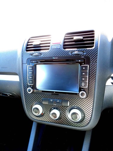 VW Golf Mk5 fitting Carbon Fibre effect dash surround + air vents Jetta ...