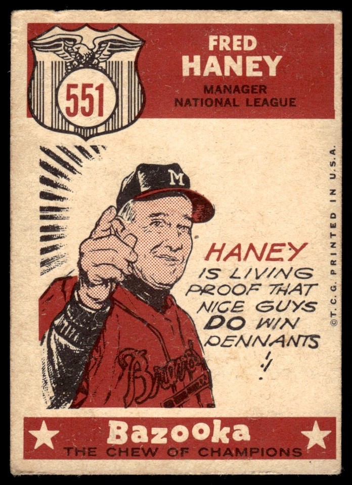 1959 Topps Baseball Card Fred Haney Milwaukee Braves #551 VG | eBay