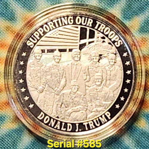 Disme SUPPORTING OUR TROOPS 1 Oz .999 Fine Silver Round DONALD TRUMP ...