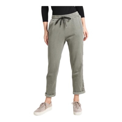 Sundry Leopard Trim Trouser Cropped Sweatpants Green Size Small | eBay