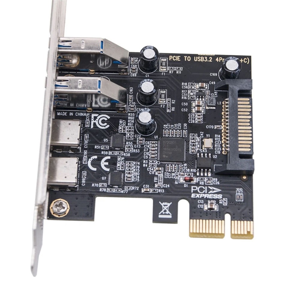 PCI Express to USB PCIE Adapter Card Supports 4 Port(2 USB-A and 2 USB ...