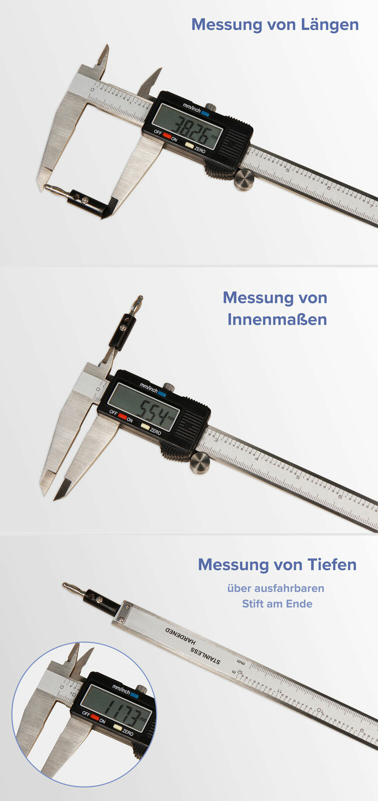 Digitale Schieblehre 0 - 200mm Messschieber Digital Schublehre LCD ...