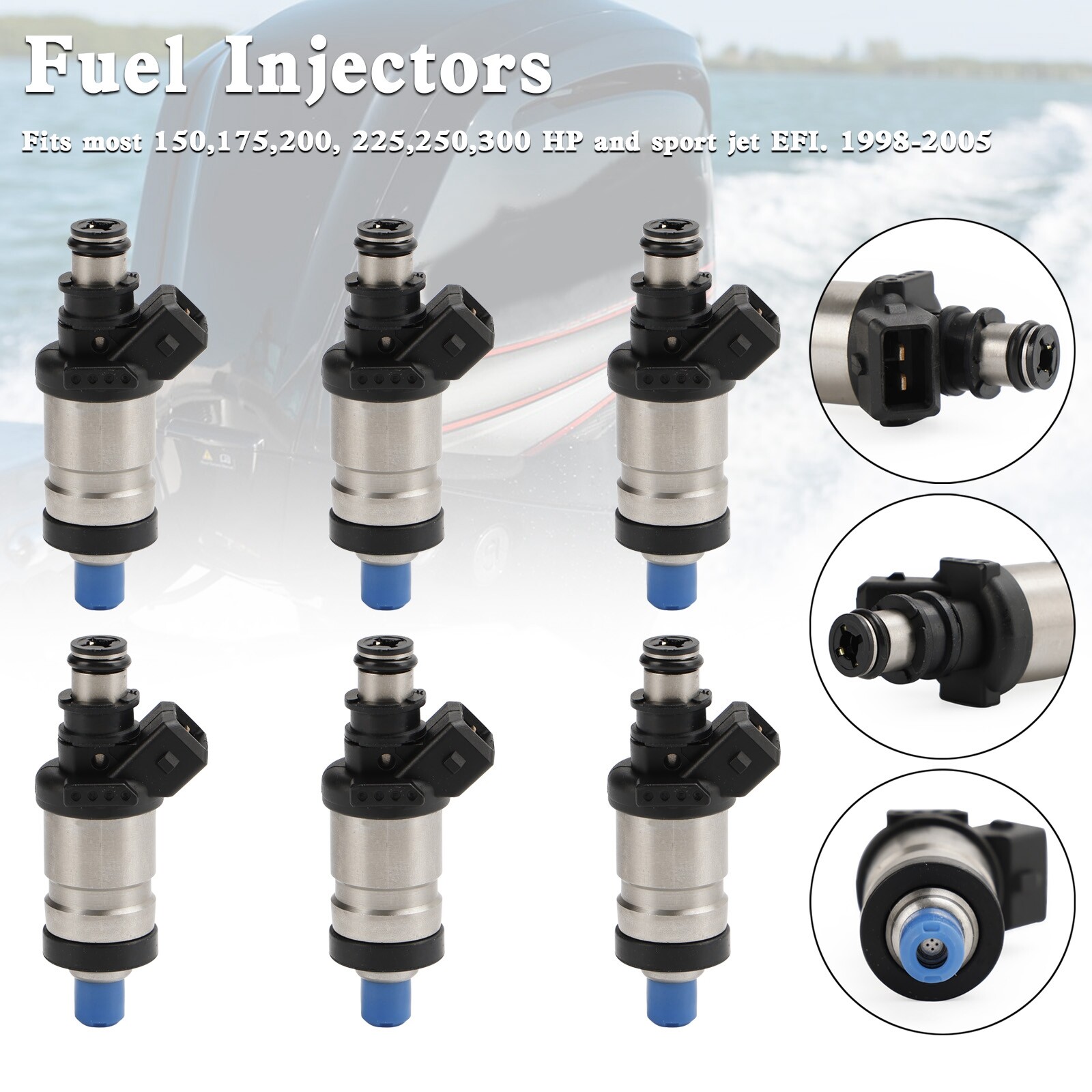 6PCS 18715T1 Fuel Injectors For Mercury Outboard 150 175 200 225 250 HP ...