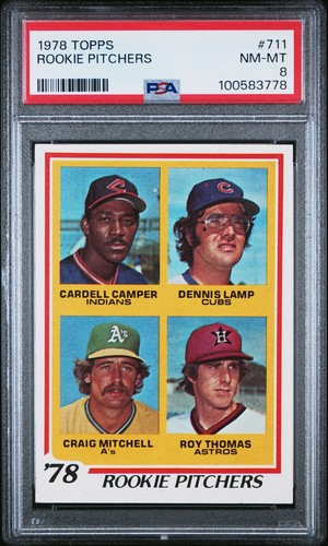 ROOKIE PITCHERS 1978 TOPPS BASEBALL CARD #711 PSA 8 NEAR MINT TO MINT ...