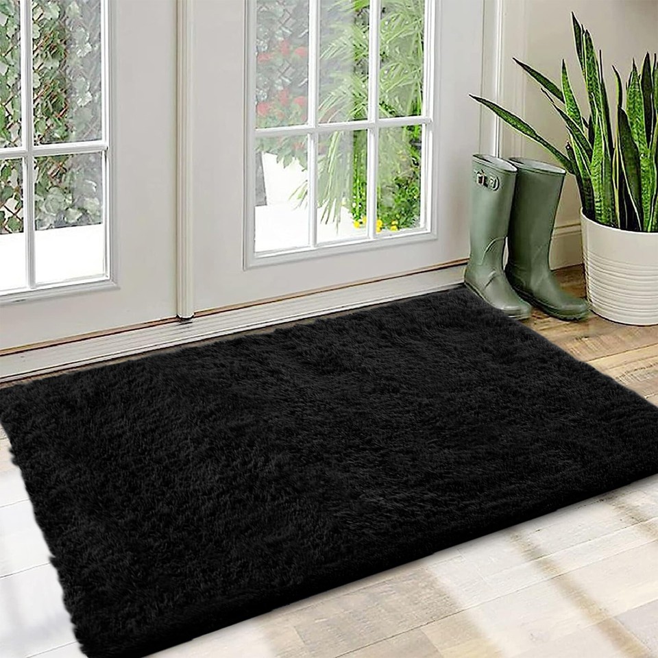 Non Slip Shaggy Indoor Door Mat Dirt Trapper Entrance Rug Washable ...