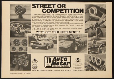 Auto Meter Street Competition Race Gages Instruments Vintage Print Ad ...