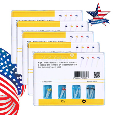 5 Pack Dental AAA Fiber Posts Resin High-intensity Screw Thread Glass 4 ...