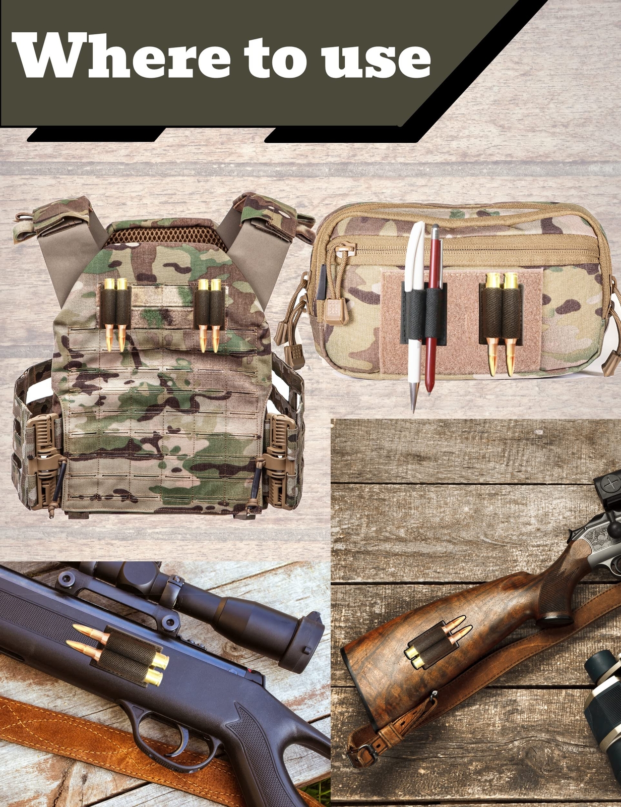 2PCS Tactical Bullet Shell Holder with Hook & Loop for Rifle Fits 223 ...