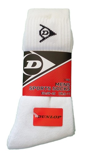 Dunlop Men's Sports Socks white 3 Pack size 6-11 UK | eBay
