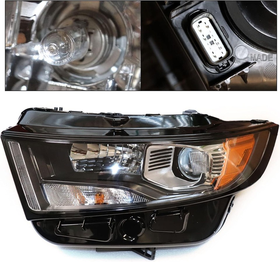 Halogen Headlight For 2015-2018 Ford Edge Sport Black Left Driver Side ...