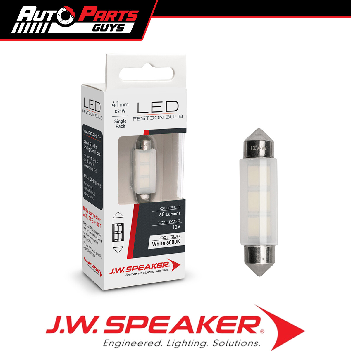 JW Speaker LED 41mm Festoon Bulb 12V 6000K | eBay