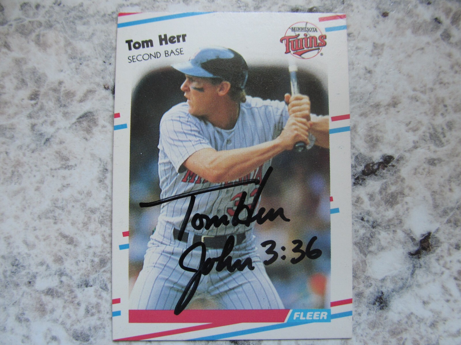 Twins Tom Herr Signed Autographed 1988 Fleer Nr.Mint | eBay