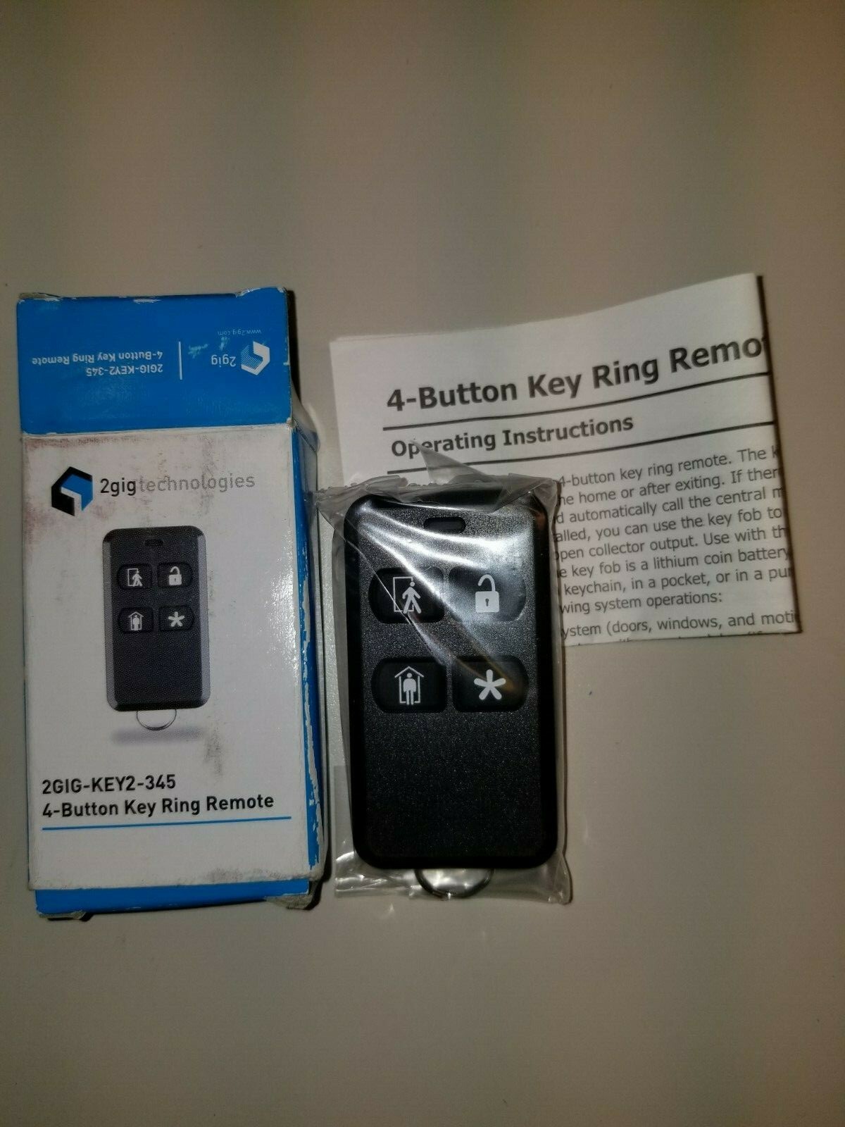 2GIG-KEY2-345 4 Button Key Ring Remote Fob (Key2) 93863120190| eBay