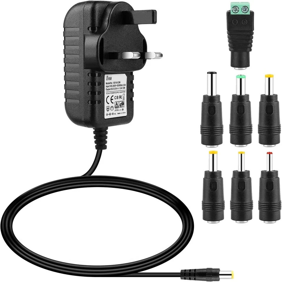 12V DC Power Supply Adapter UK Plug 1A 2A 3A Transformer for LED Strip ...