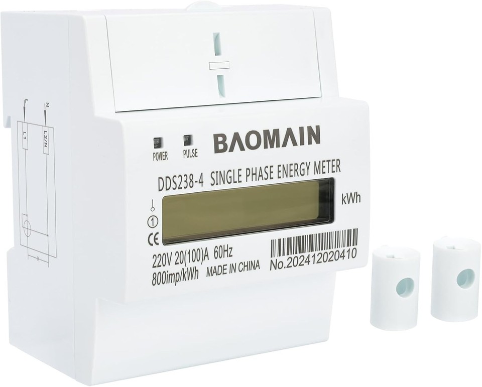 Robust 220V DIN Rail kWh Meter Class 1.0 - Energy Monitoring with Pulse ...