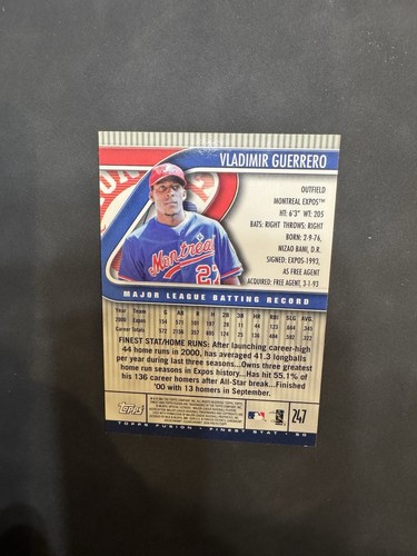2001 TOPPS FINEST FUSION Chrome Baseball Card #247 VLADIMIR GUERRERO ...