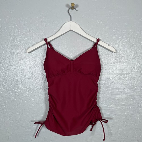 Prana Women XS Maroon Tankini Swim Top Ruched Sides Padded Cups ...