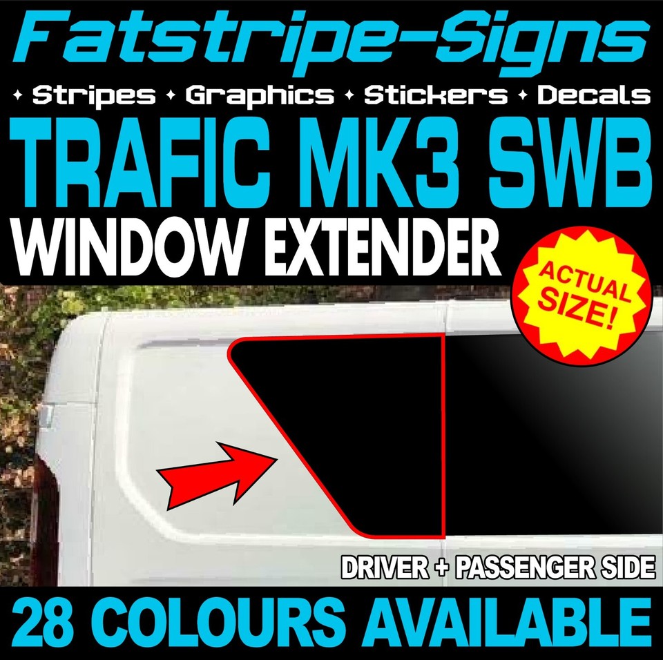 to fit RENAULT TRAFIC MK3 SWB L1 WINDOW EXTENDER GRAPHICS STICKERS ...
