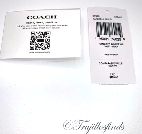 Coach Slim Zip Wallet With Shooting Star Print Chalk Multi CF330 New P1 ...