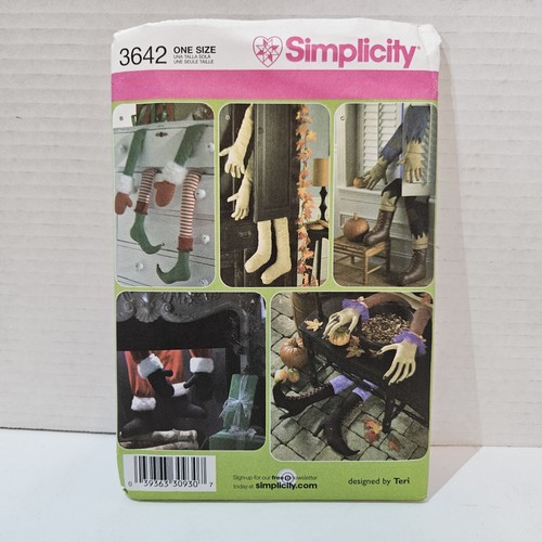 Simplicity 3642 Pattern Holiday Hands & Feet Decor Santa ELVES WITCH ...