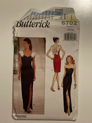 Butterick 6702 Misses' Dress Sewing Pattern Sizes 18 20 22 UC VTG Plus ...