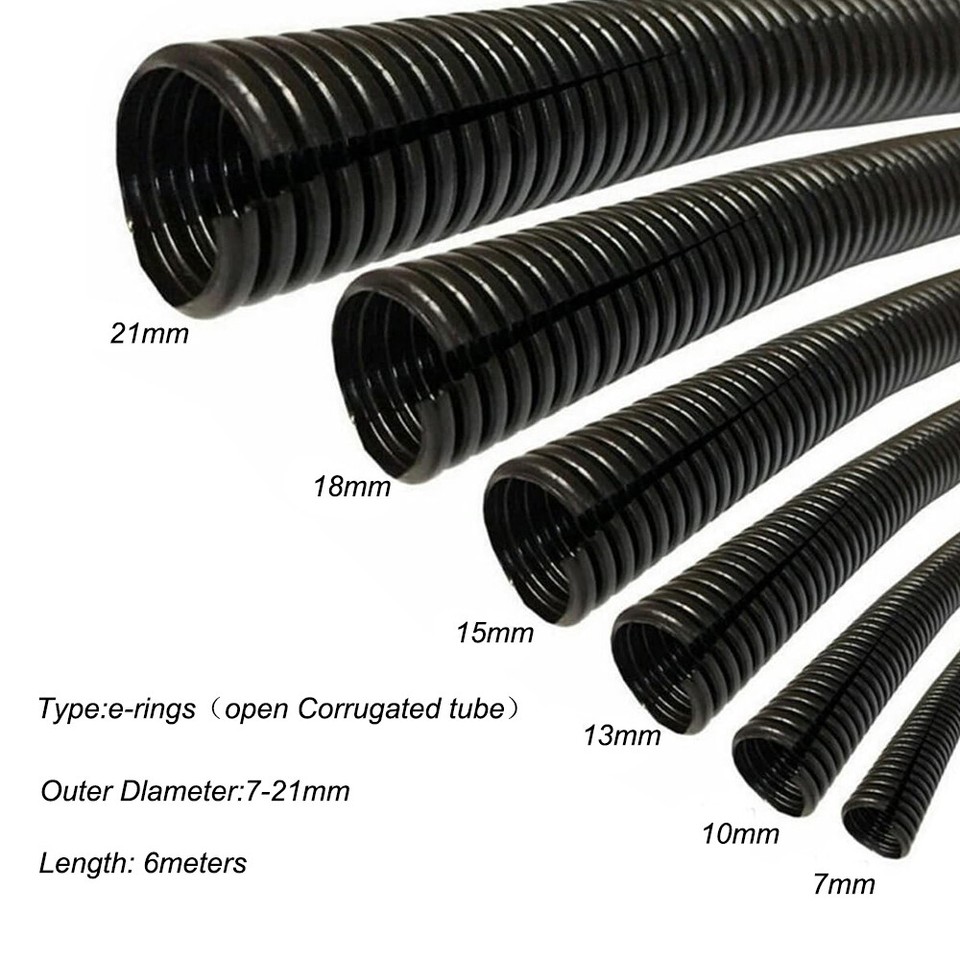Split Loom Tubing Wire Conduit, Black Corrugated Wire Tube Cable ...