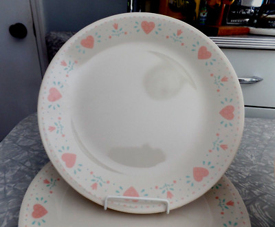 CORELLE 4 PC. DINNER PLATE SET in the SANDSTONE "FOREVER YOURS" HEARTS ...