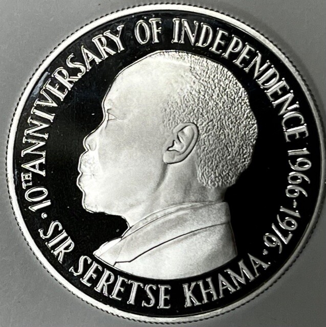 BOTSWANA 10th Anniversary of Independence Silver 5 Pula 1976 – Proof ...