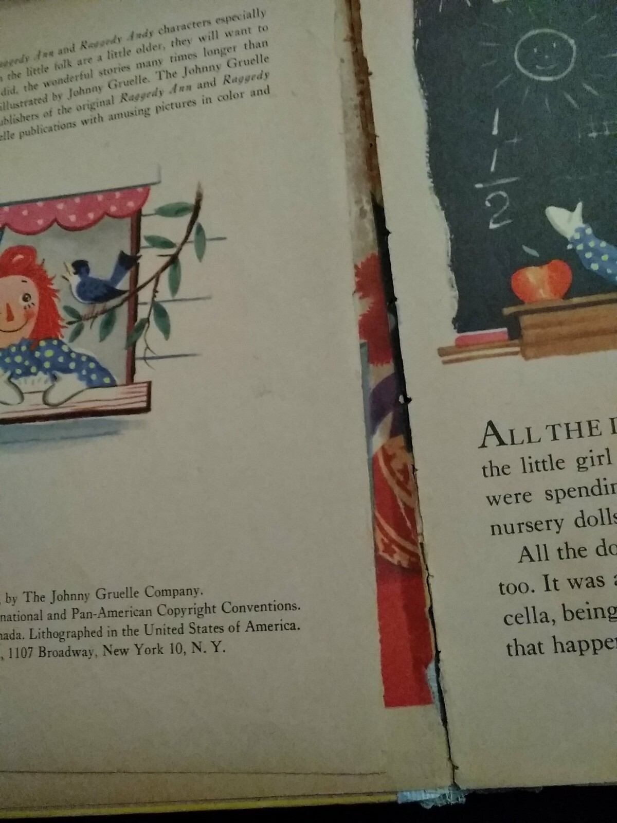 Raggedy Ann Marcella's First Day At School Johnny Gruelle Wonder Book ...