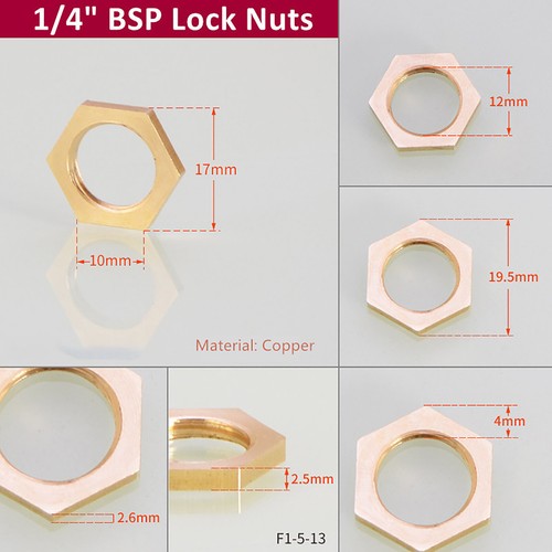 Brass Hex Lock Nut 1/8" 1/4" 3/8" 1/2" 3/4" 1" Lamp Making & Repair BSP ...