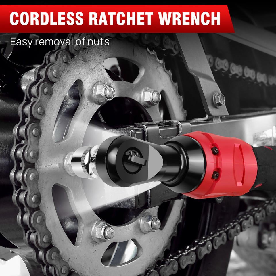 Cordless Impact Ratchet Wrench Driver Electric Rattle Nut Gun Sockets ...
