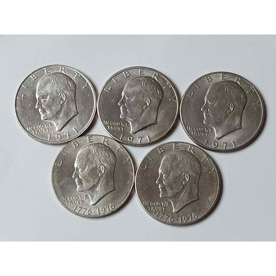 Two bicentennial and Three Non-Bicent Clad Eisenhower Clad Silver US ...