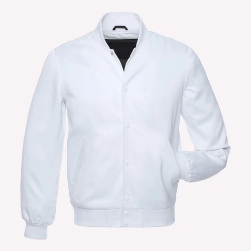 Men's Baseball Letterman College Varsity Style White Satin Bomber Style ...