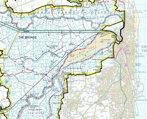 ORDNANCE SURVEY MAPS - THE BROADS NATIONAL PARK WALL MAP 1:50,000 ...