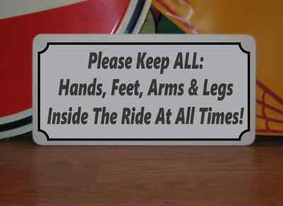 PLEASE KEEP INSIDE RIDE Sign Vintage Carnival Fair Boardwalk Amusement ...