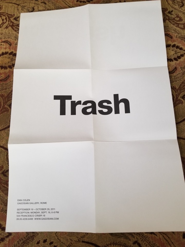 DAN COLEN TRASH AT GAGOSIAN GALLERY 2011 INVITE POSTER CARD DASH SNOW ...