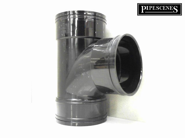 Solvent 110mm Soil Pipe Swept Tee Branch Triple Socket - Black Glued | eBay