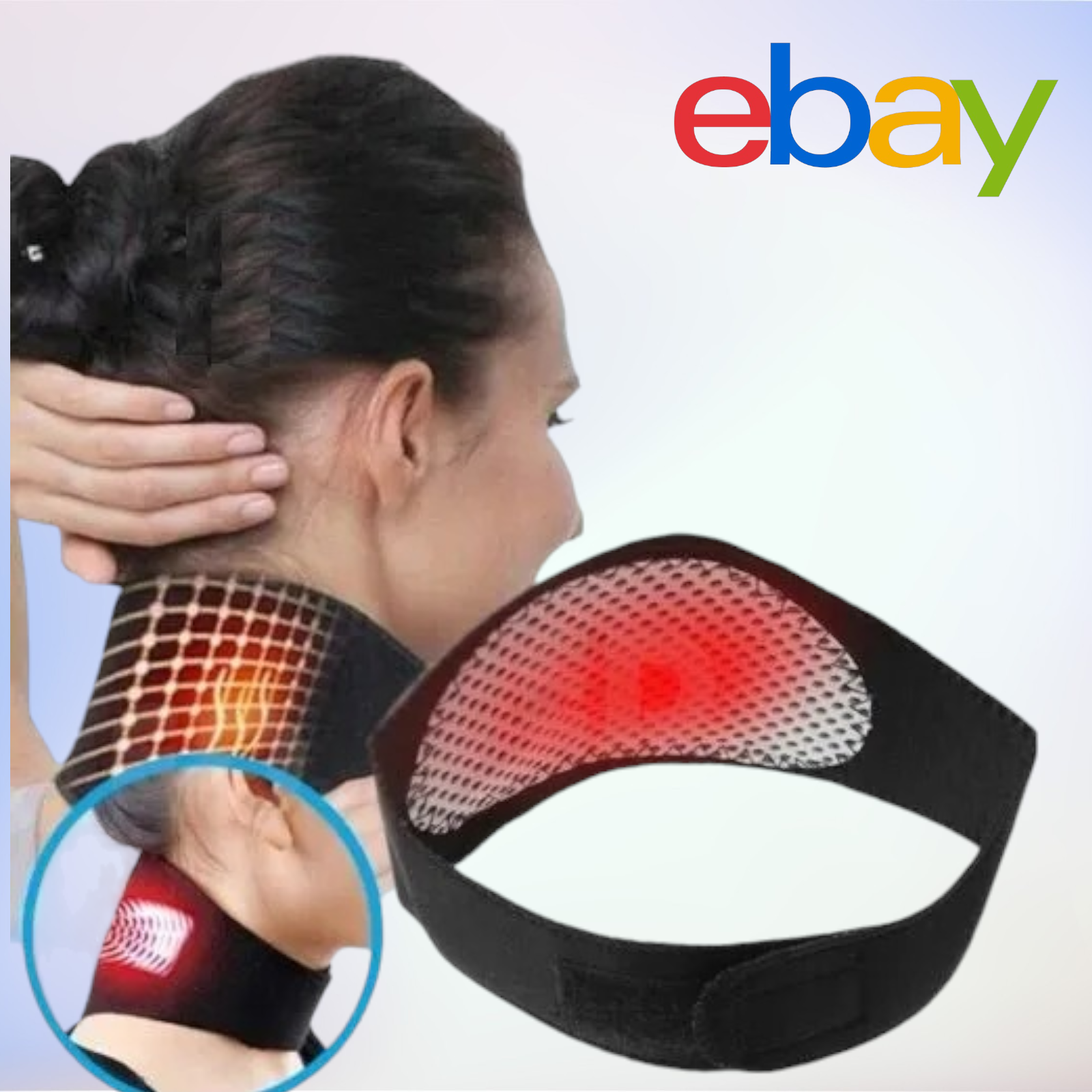 Magnetic Heated Neck Support Guard Band Pad Self Heating Collar Pain ...