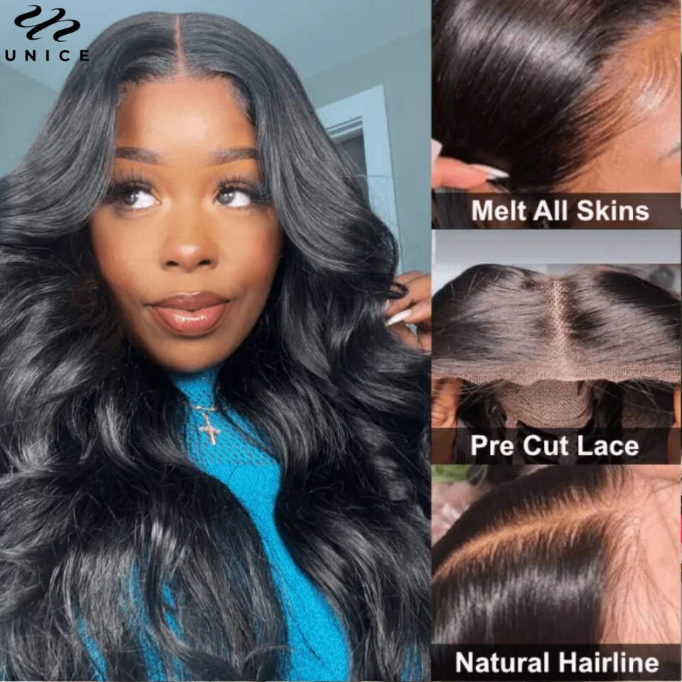 UNice Mongolian Glueless Wear and Go Body Wave Lace Front Human Hair ...