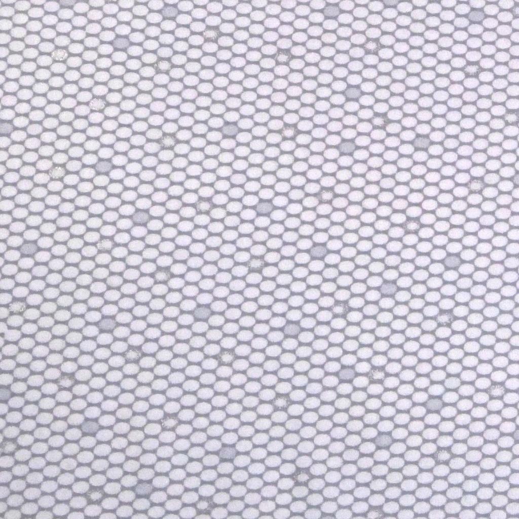 Metallic Silver Ovals on a White & Gray Beehive Print Benartex Cotton ...