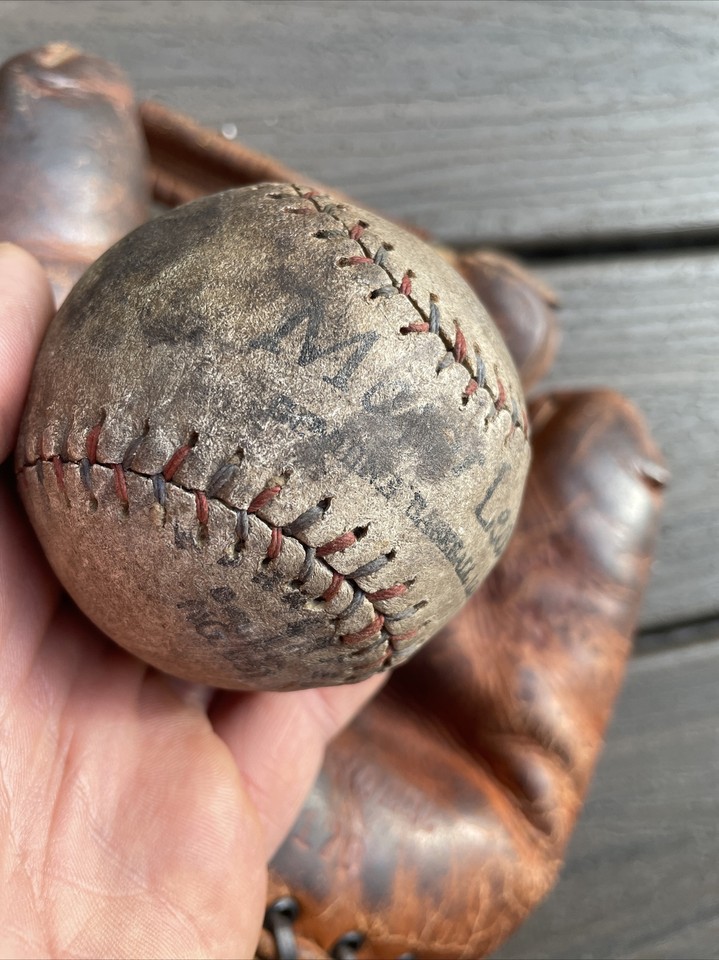 ANTIQUE 1920S? BASEBALL Major LEAGUE BLUE RED STITCH Genuine Authentic ...