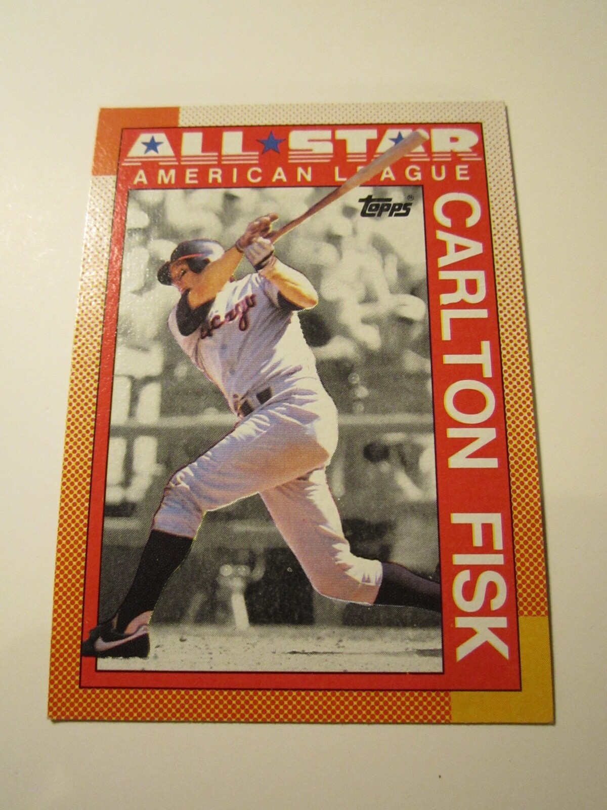 1990 CARLTON FISK TOPPS BASEBALL CARD #392 ERROR CARD RED HALO HAT ...