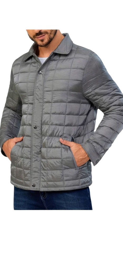 MEN'S LIGHTWEIGHT QUILTED JACKET WINDPROOF THERMAL WINTER COAT NEW WITH ...