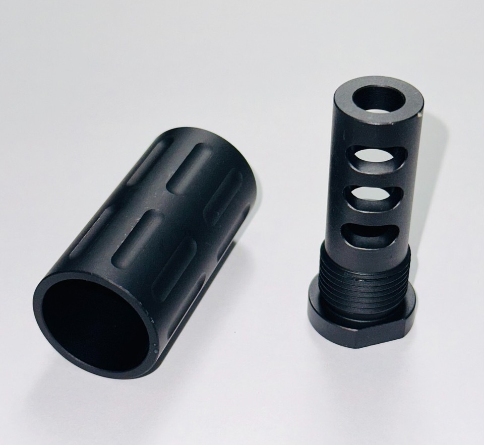 Muzzle Brake 1/2X28TPI For 9MM With 13/16X16 Sound Redirect Sleeve | eBay