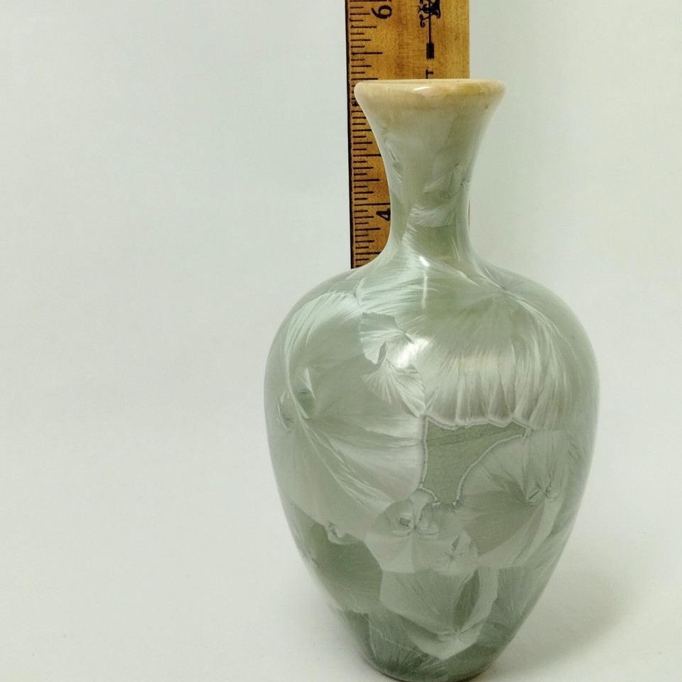 Crystalline Art Pottery Louise Reding Vase Green Signed | eBay