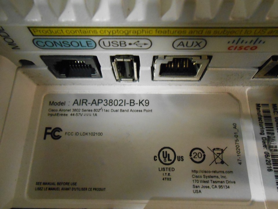 Cisco AIR-AP3802I-B-K9 Aironet 3802 Series Wireless Access Point 2.4GHz ...