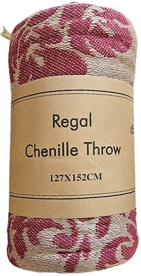 Diva Regal Cream Burgundy Chenille Throw Rug Blanket with Tassel. 127 x ...