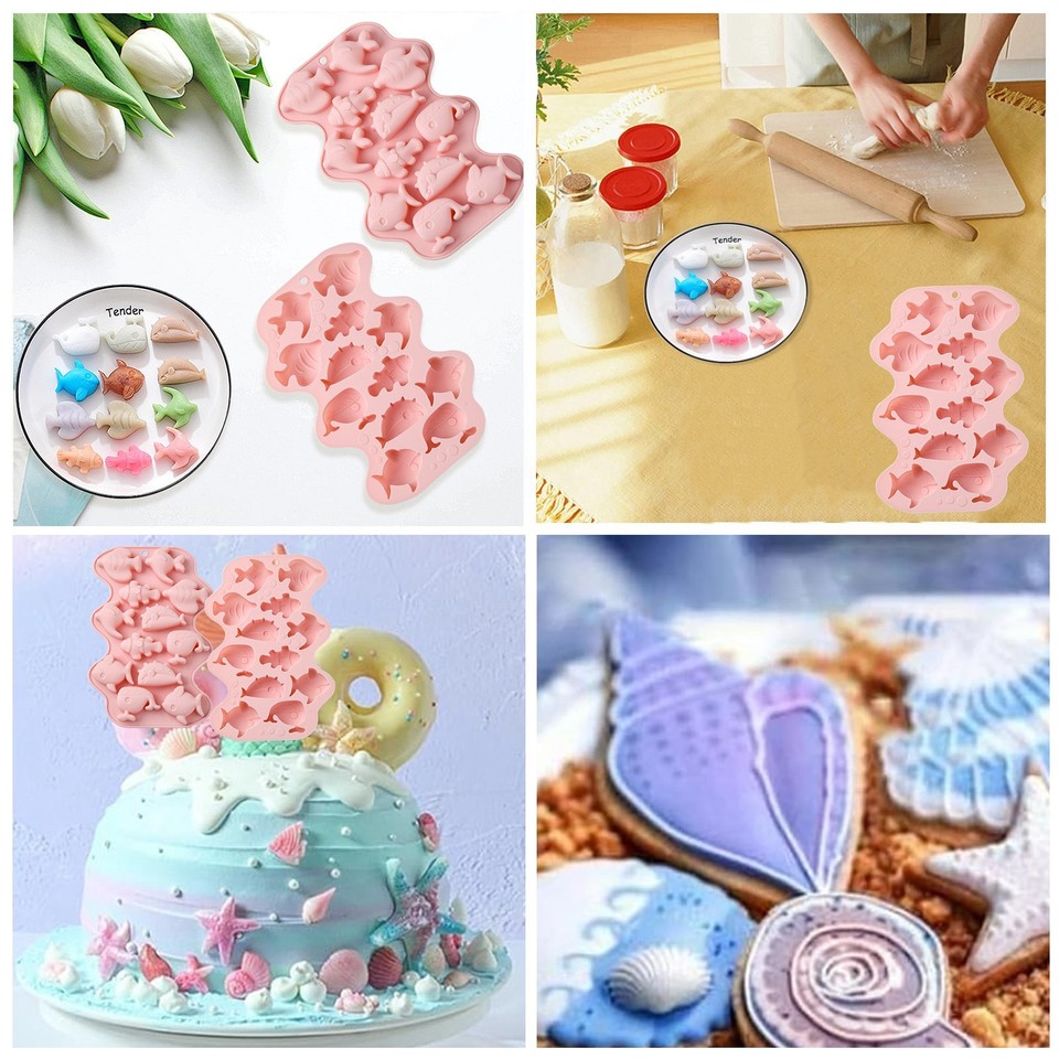 2x Fish Chocolate Molds Marine Fish Silicone Candy/Baking Molds for ...
